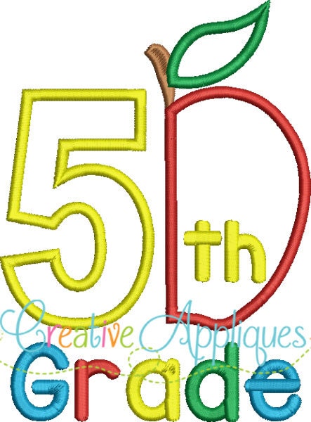5th Fifth Grade Applique Digital Machine Embroidery Applique | Etsy