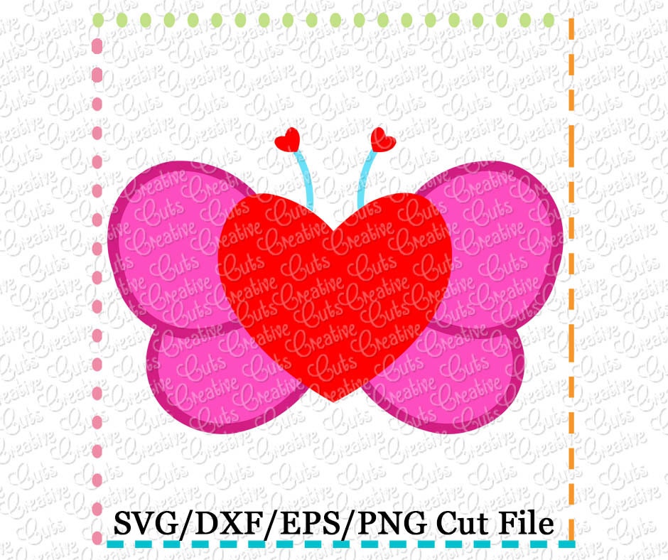 Valentine's Butterfly With Heart SVG Cutting File | Etsy