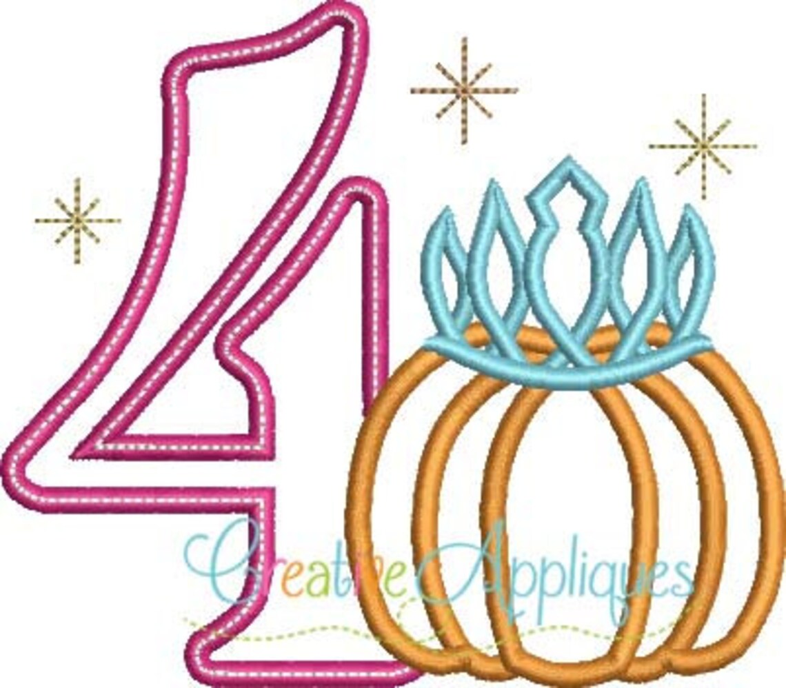 Pumpkin Princess Crown Number 4 Digital Machine Embroidery | Etsy
