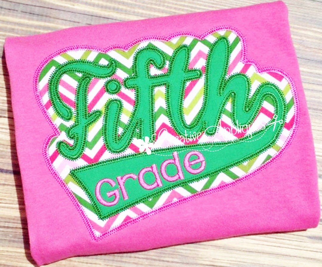 Fifth Grade Digital Machine Embroidery Applique Design 3 Sizes - Etsy