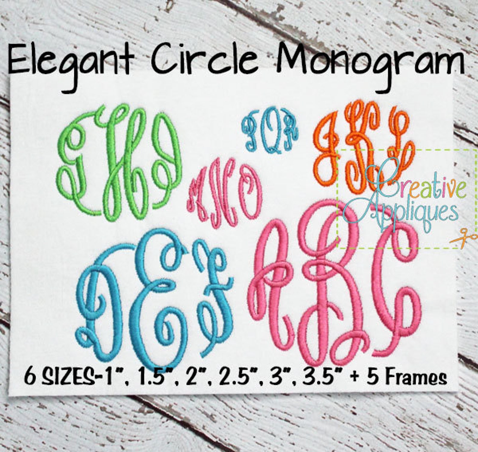 6 SIZES Elegant Master Circle Embroidery Monogram Alphabet - Etsy