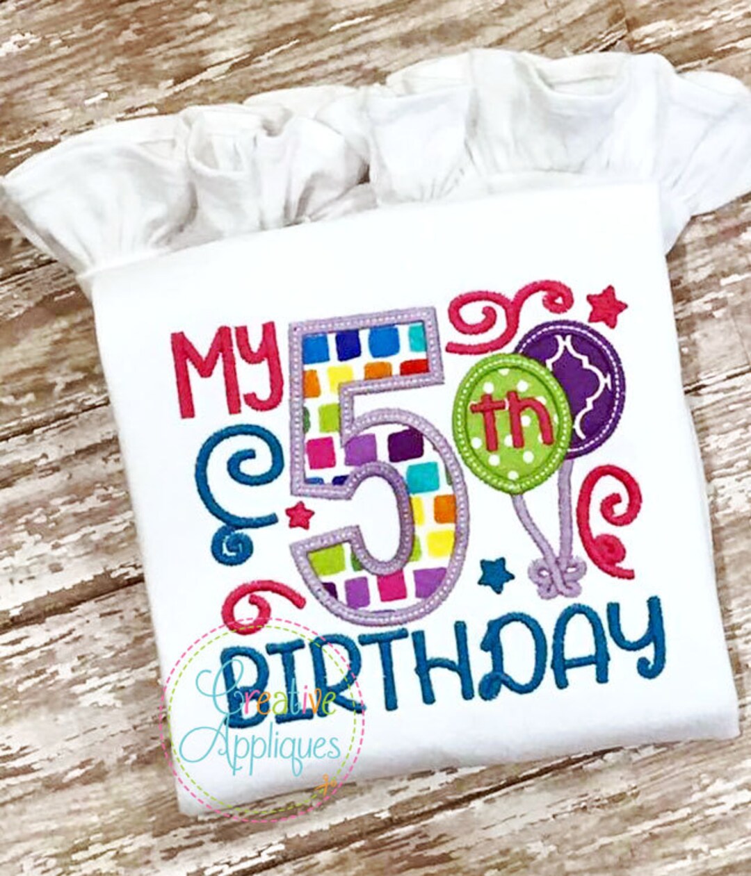 My 5th Birthday Applique Digital Machine Embroidery Design 4 Sizes, 5th ...