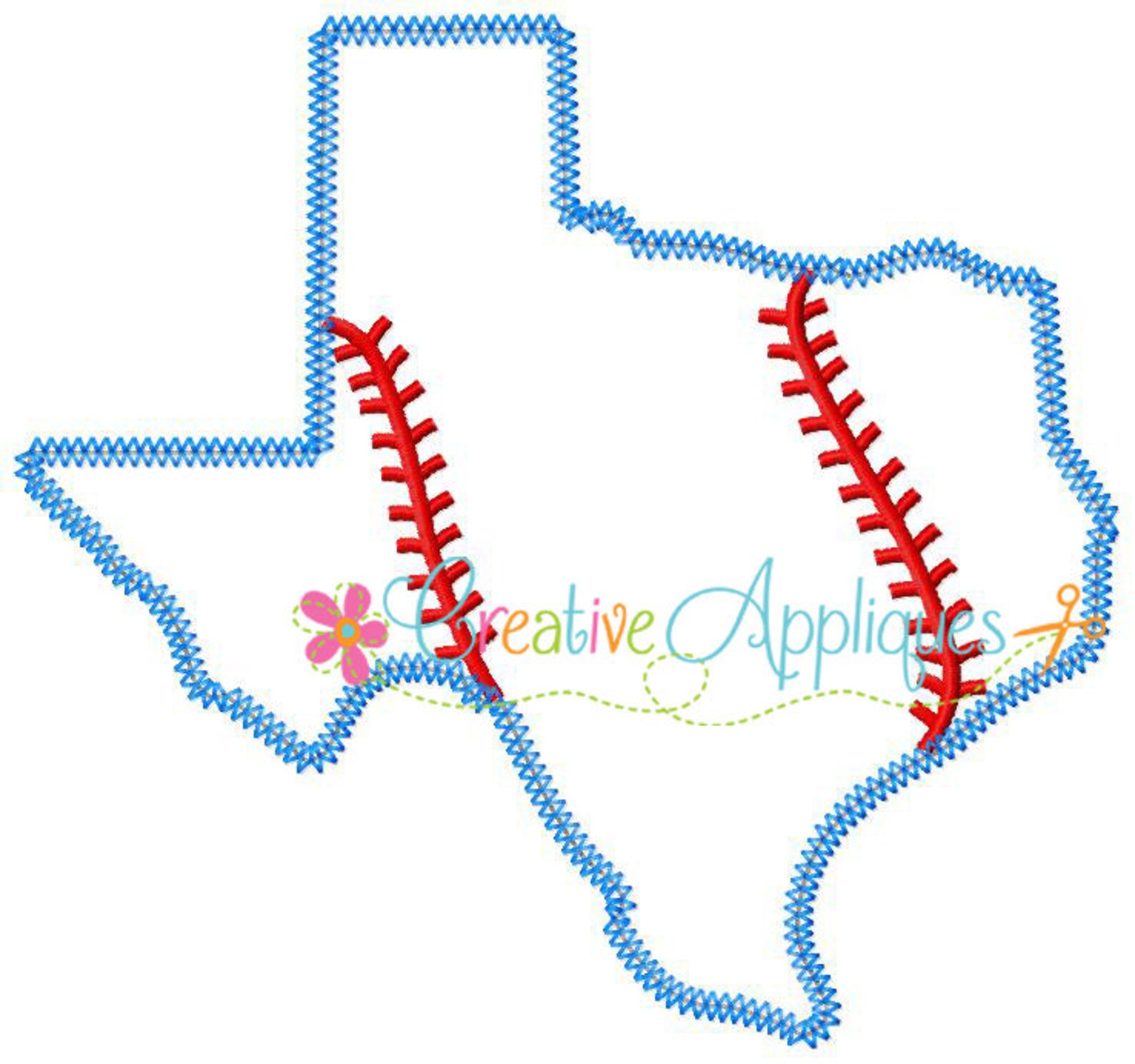 Texas Baseball Softball Digital Machine Embroidery Applique Design 4 ...