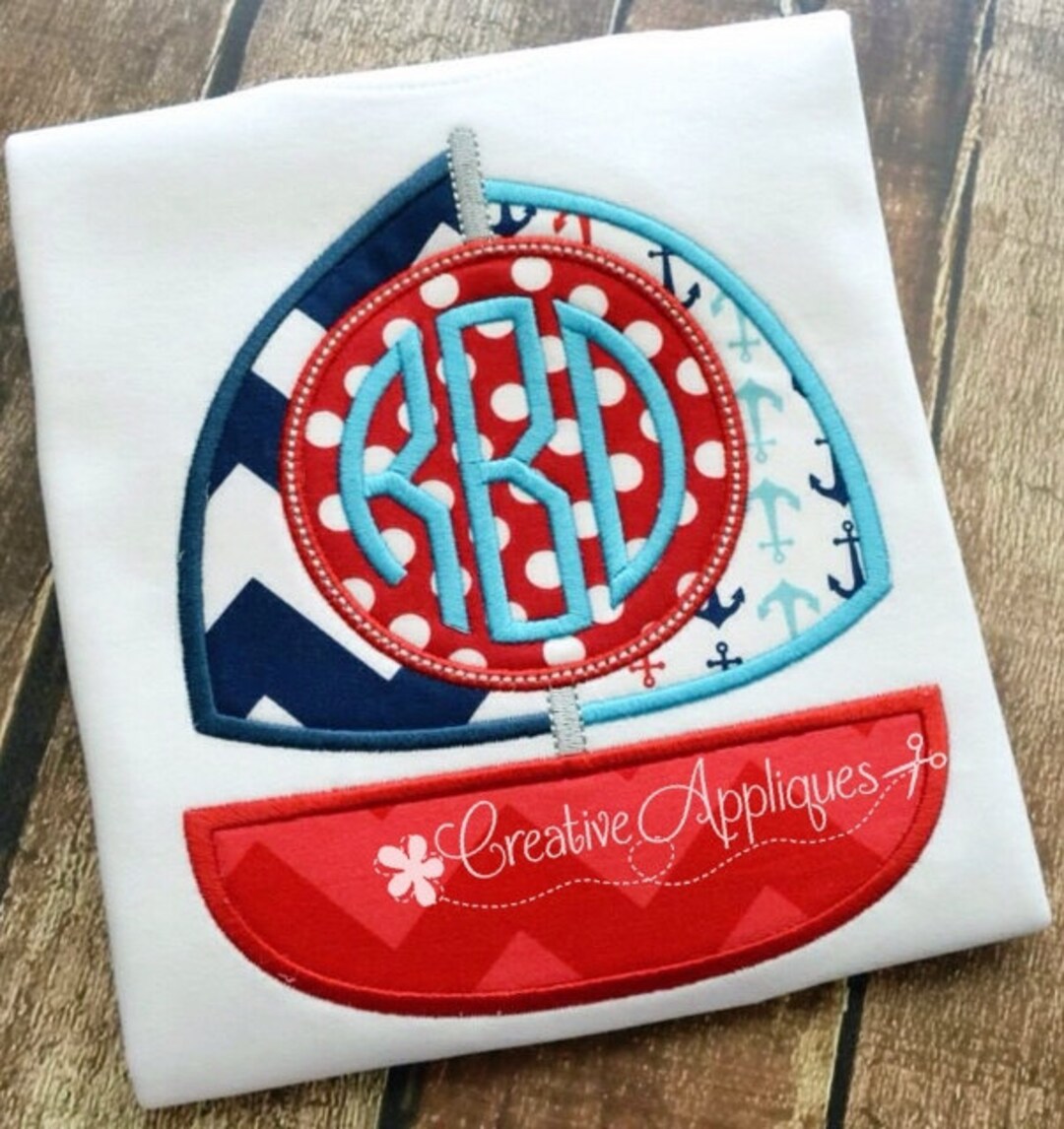 Boat Monogram Machine Embroidery Applique Design 4 Sizes, Boat Applique ...