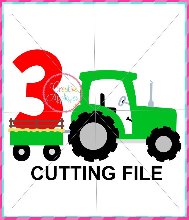 3 Birthday Tractor SVG, Tractor Svg, Tractor Cut File, Tractor Number 3 ...