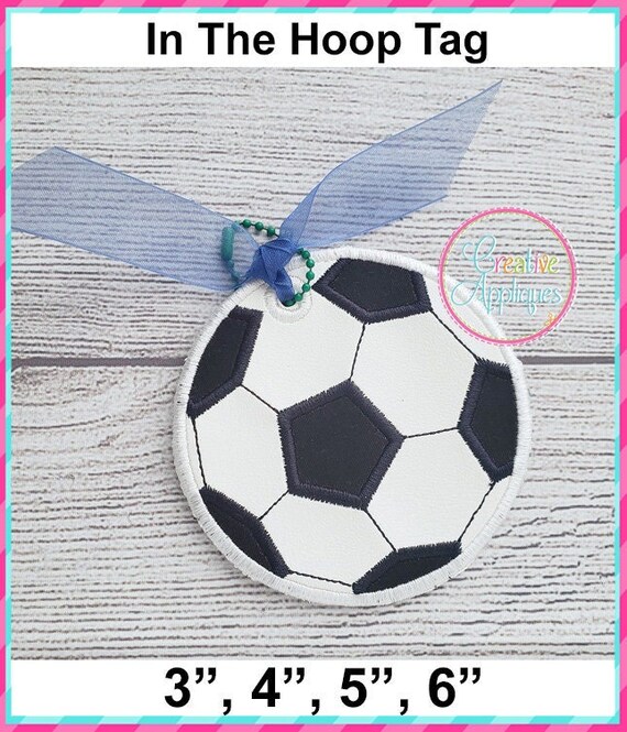 Soccer Ball Tag in the Hoop Embroidery Design 4 Sizes Bag - Etsy