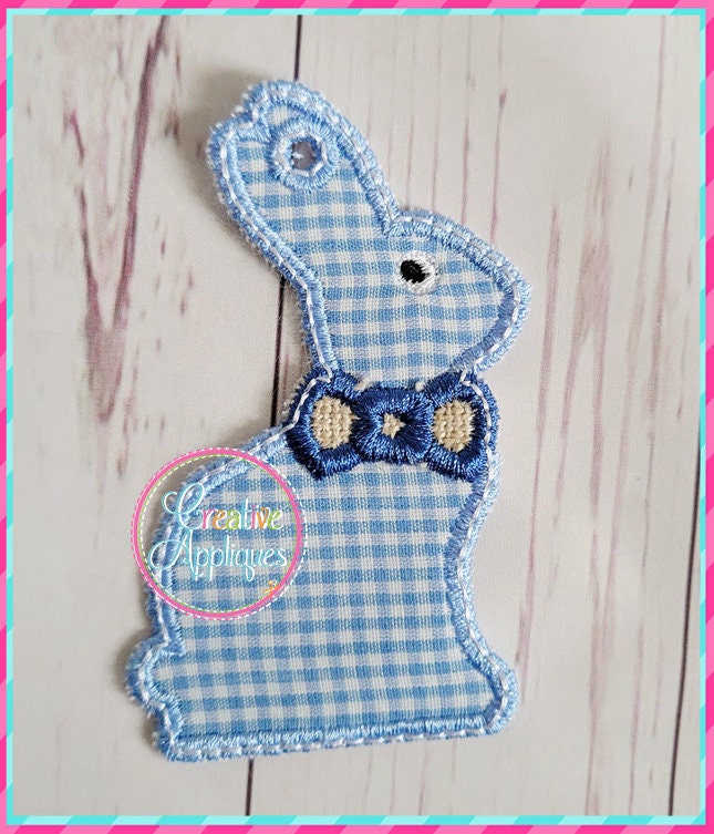 Rabbit Tag in the Hoop Applique Machine Embroidery Design in | Etsy