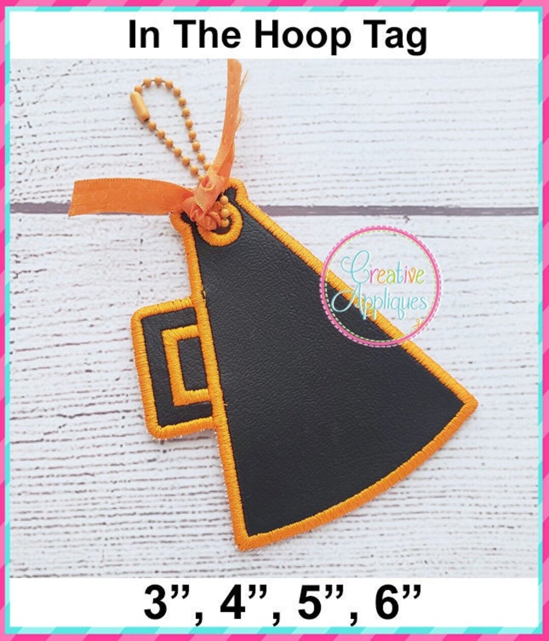 Megaphone Tag in the Hoop Applique Embroidery Design 4 Sizes, Bag Tag ...