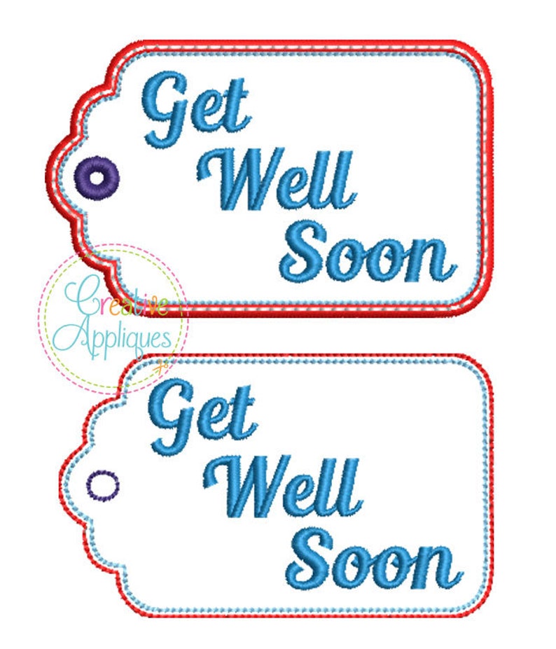 Get Well Soon Gift Tag Label in the Hoop Applique Machine Embroidery ...