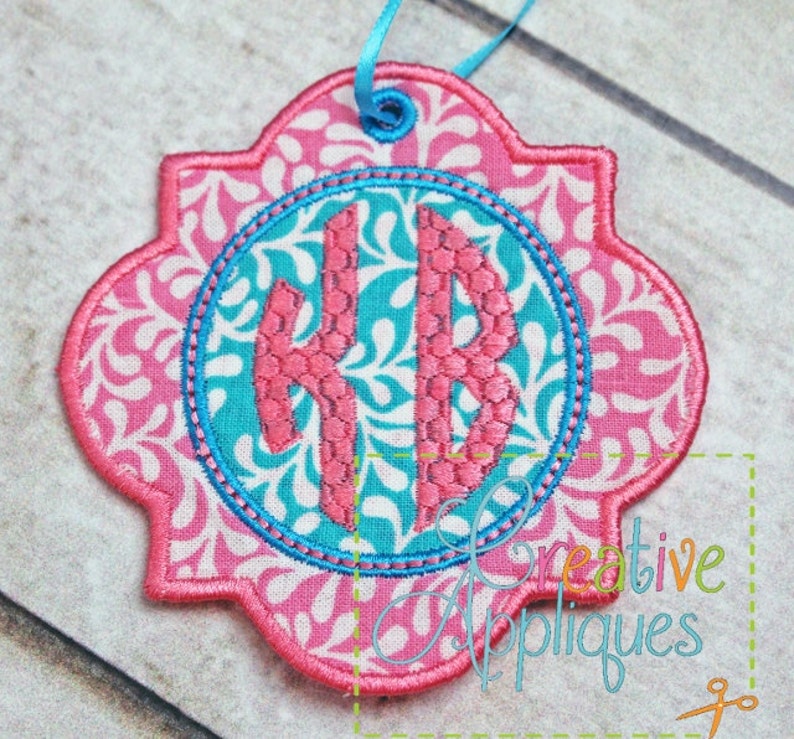 Quatrefoil Monogram Tag Label Ornament in the Hoop Applique Machine ...