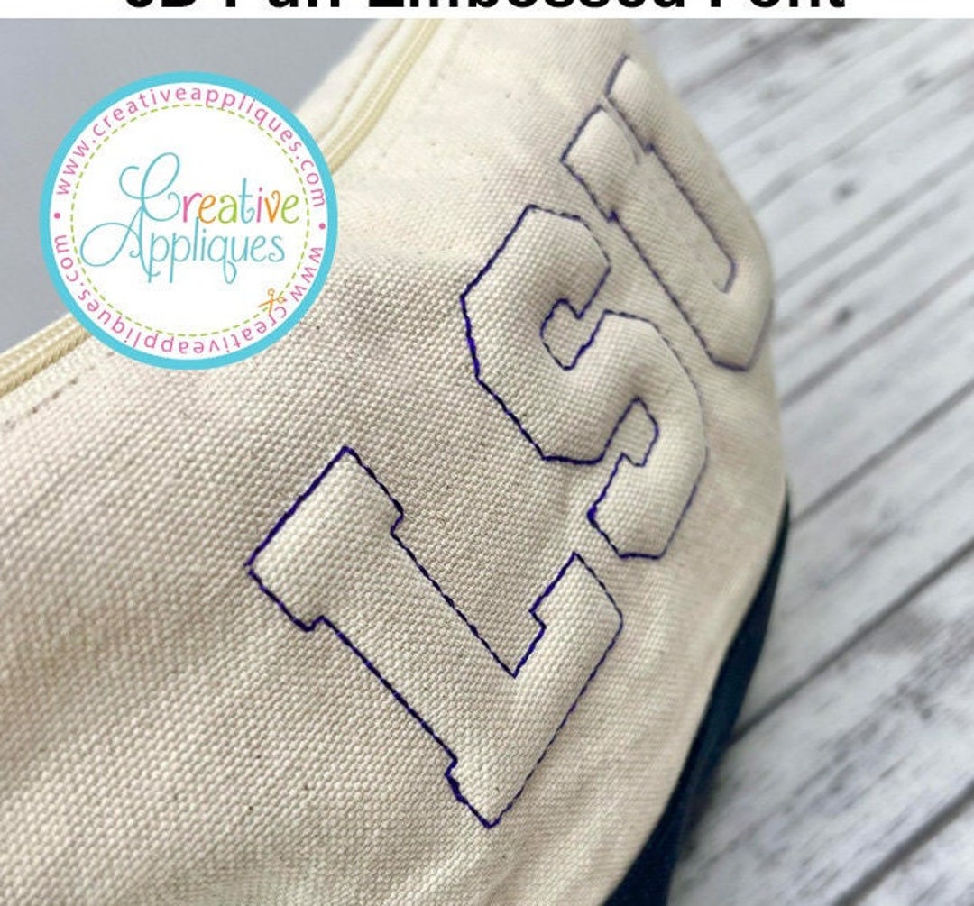EMBOSSED Collegiate 3D Puff Foam Reverse Embroidery Font Machine ...