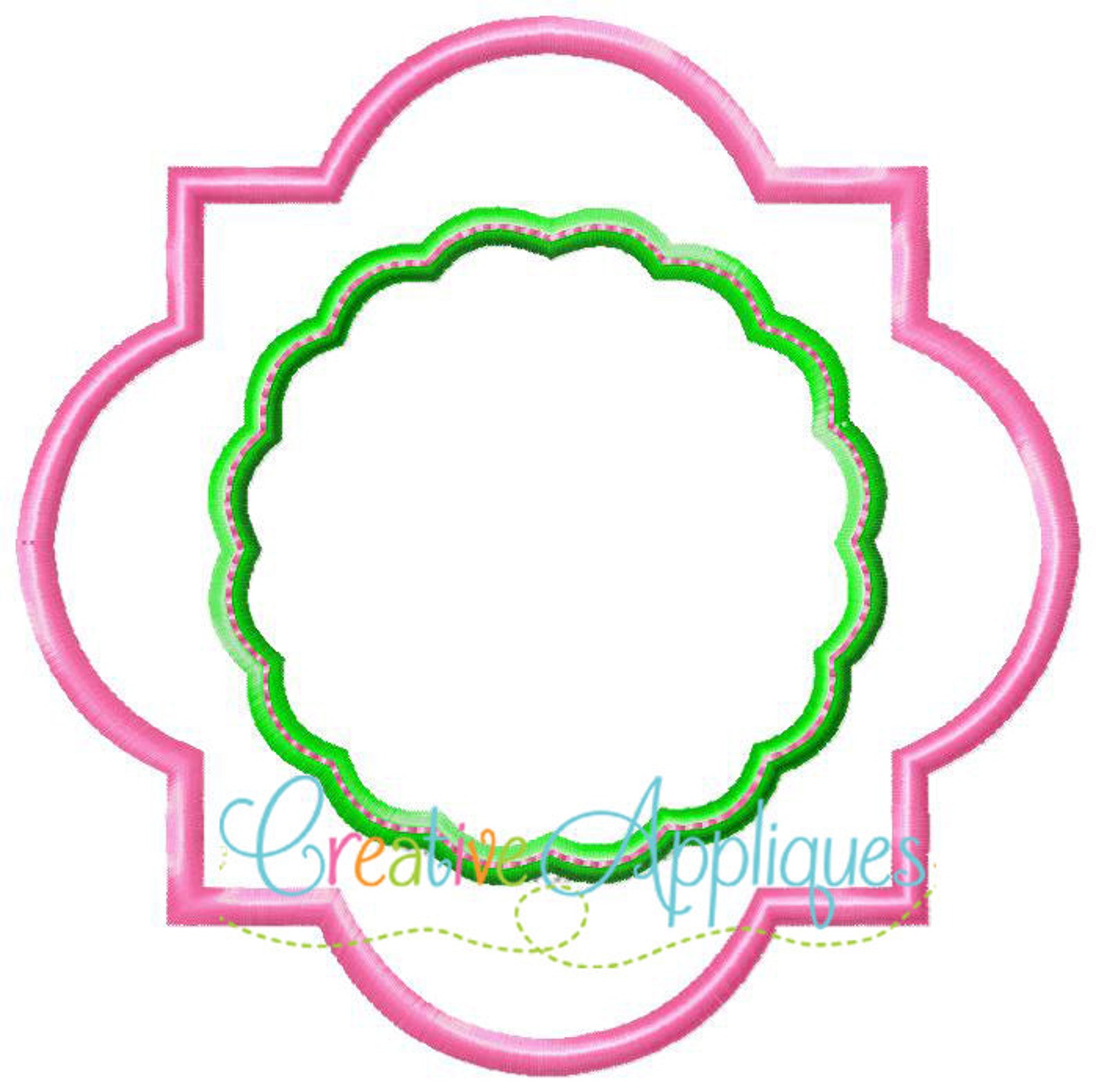 Quatrefoil Monogram Scallop Frame Digital Machine Embroidery - Etsy