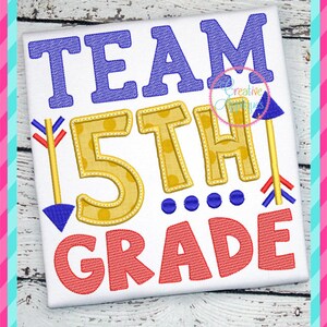 Team 5th Grade Digital Machine Embroidery Applique Design 4 Size ...