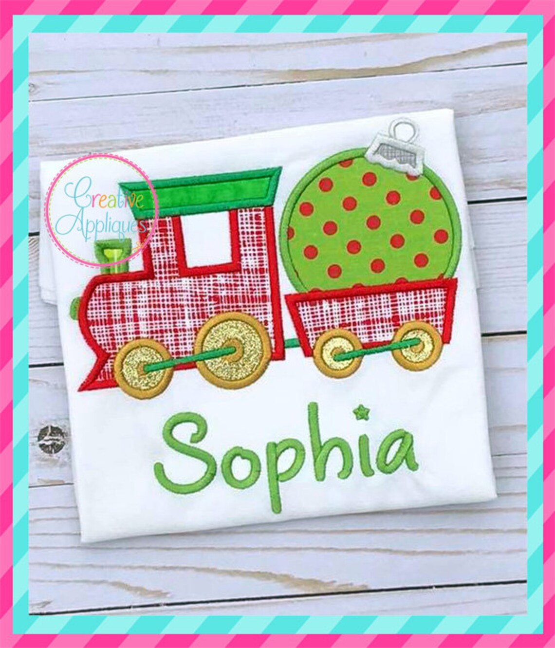Christmas Ornament Train Applique Digital Machine Embroidery Design 5 ...