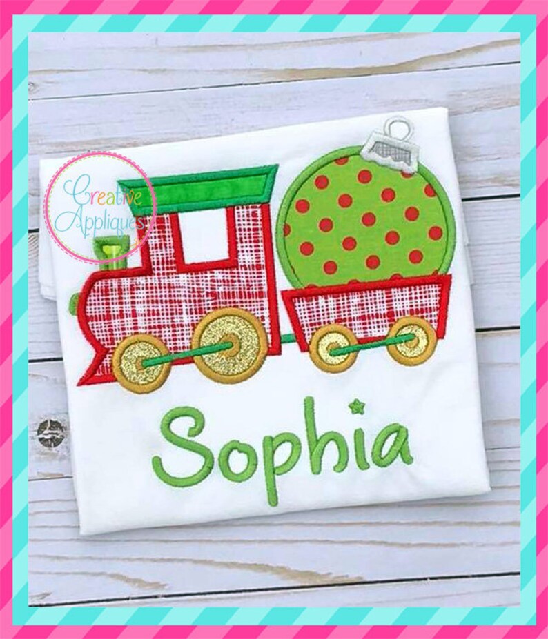 Christmas Ornament Train Applique Digital Machine Embroidery Design 5 ...
