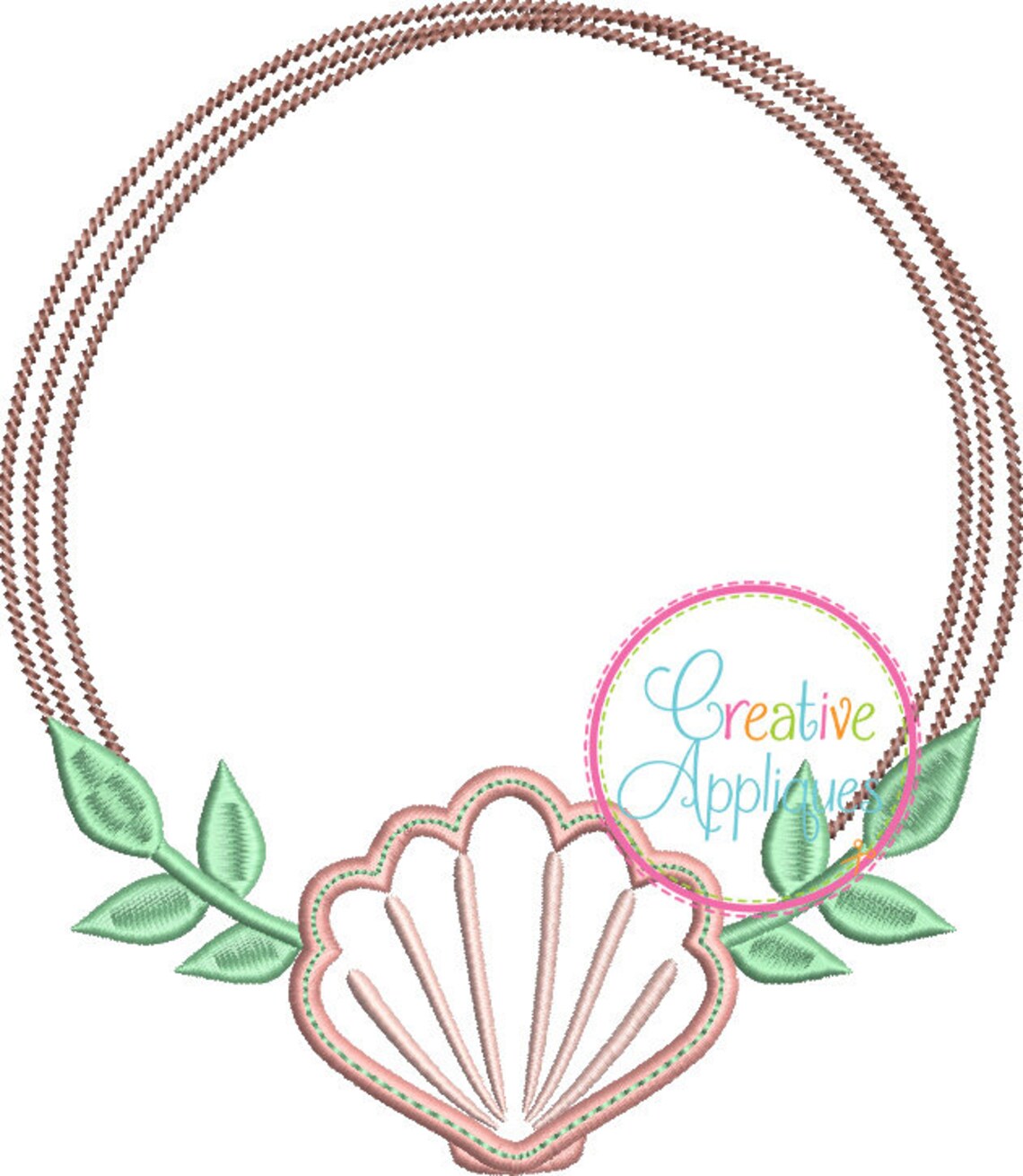 Beach Monogram Frame Digital Machine Embroidery Design 5 | Etsy