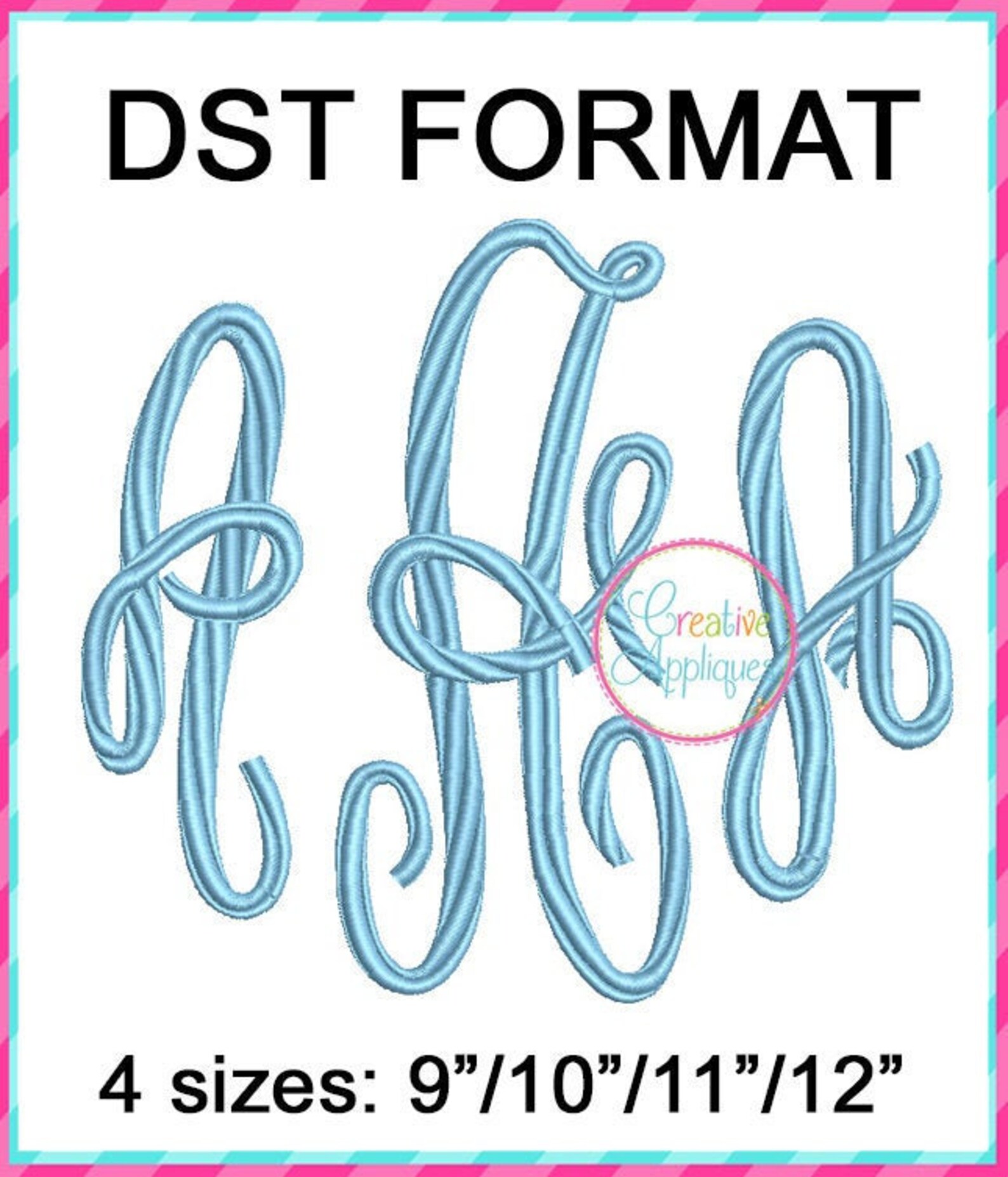 DST FORMAT 4 Sizes 3 Letter Master Circle Embroidery Monogram - Etsy