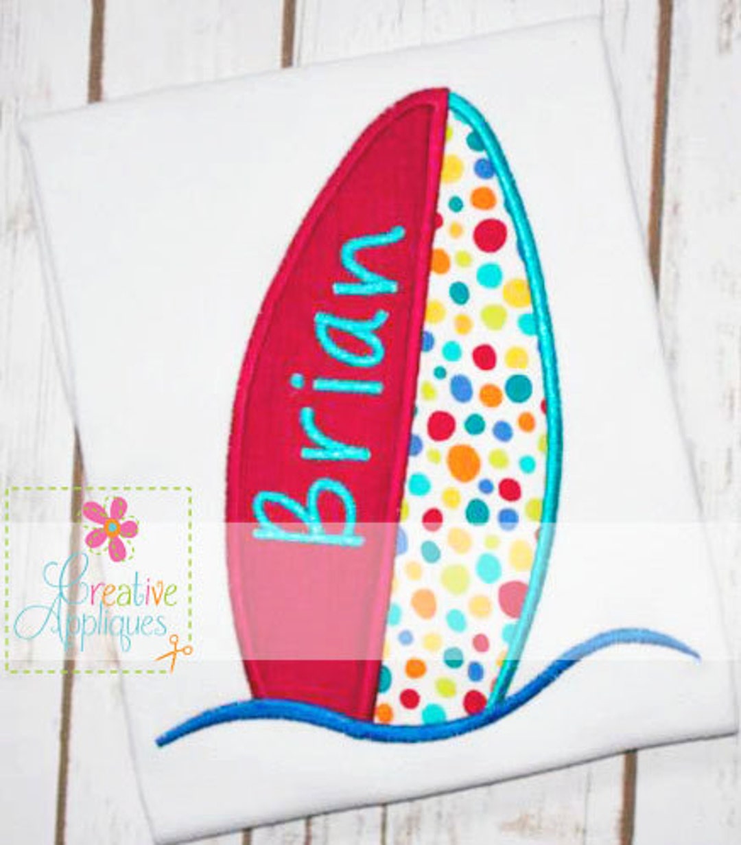 Surfboard Machine Embroidery Applique Design - Etsy