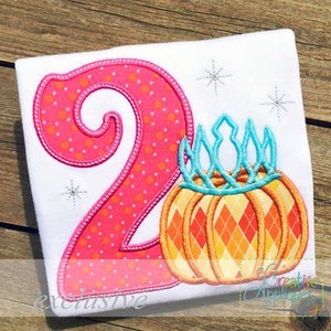 Pumpkin Princess Crown Number 2 Digital Machine Embroidery Applique ...
