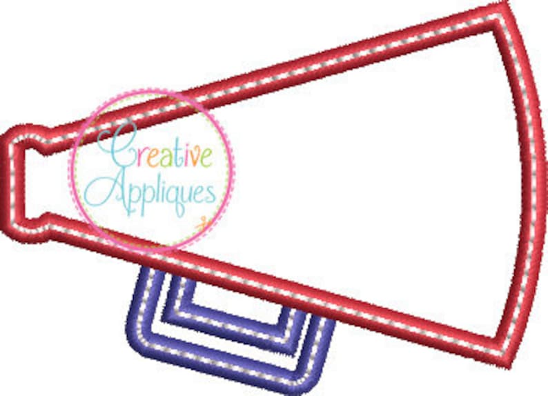 Megaphone Tag Label in the Hoop Applique Machine Embroidery Design ...
