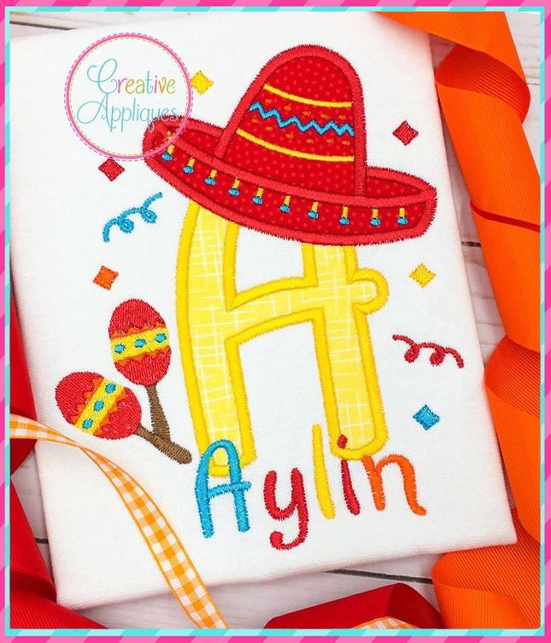 EXCLUSIVE SET Sombrero Alphabet Applique Digital Machine Embroidery ...