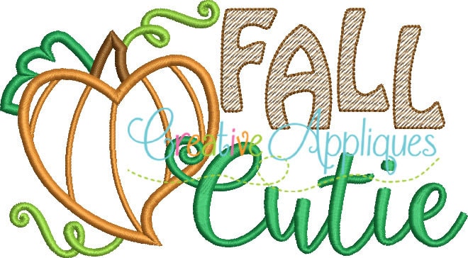 Fall Cutie Applique Digital Machine Embroidery Design, Fall Applique ...