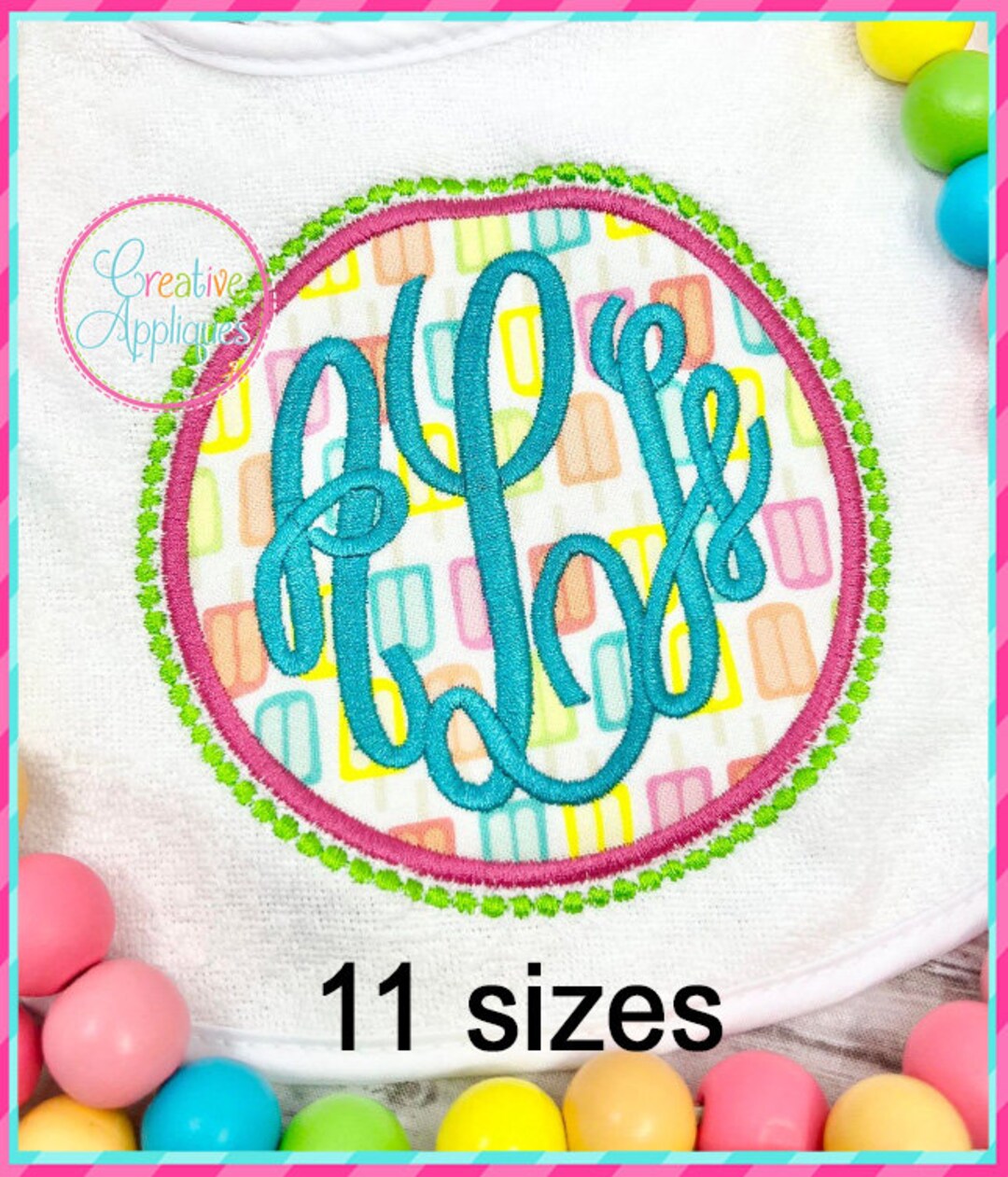 Circle Dot Monogram Frame Machine Embroidery Applique Design 6 Sizes ...