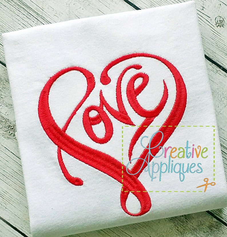 Love Heart Digital Machine Embroidery Design 4 Sizes - Etsy