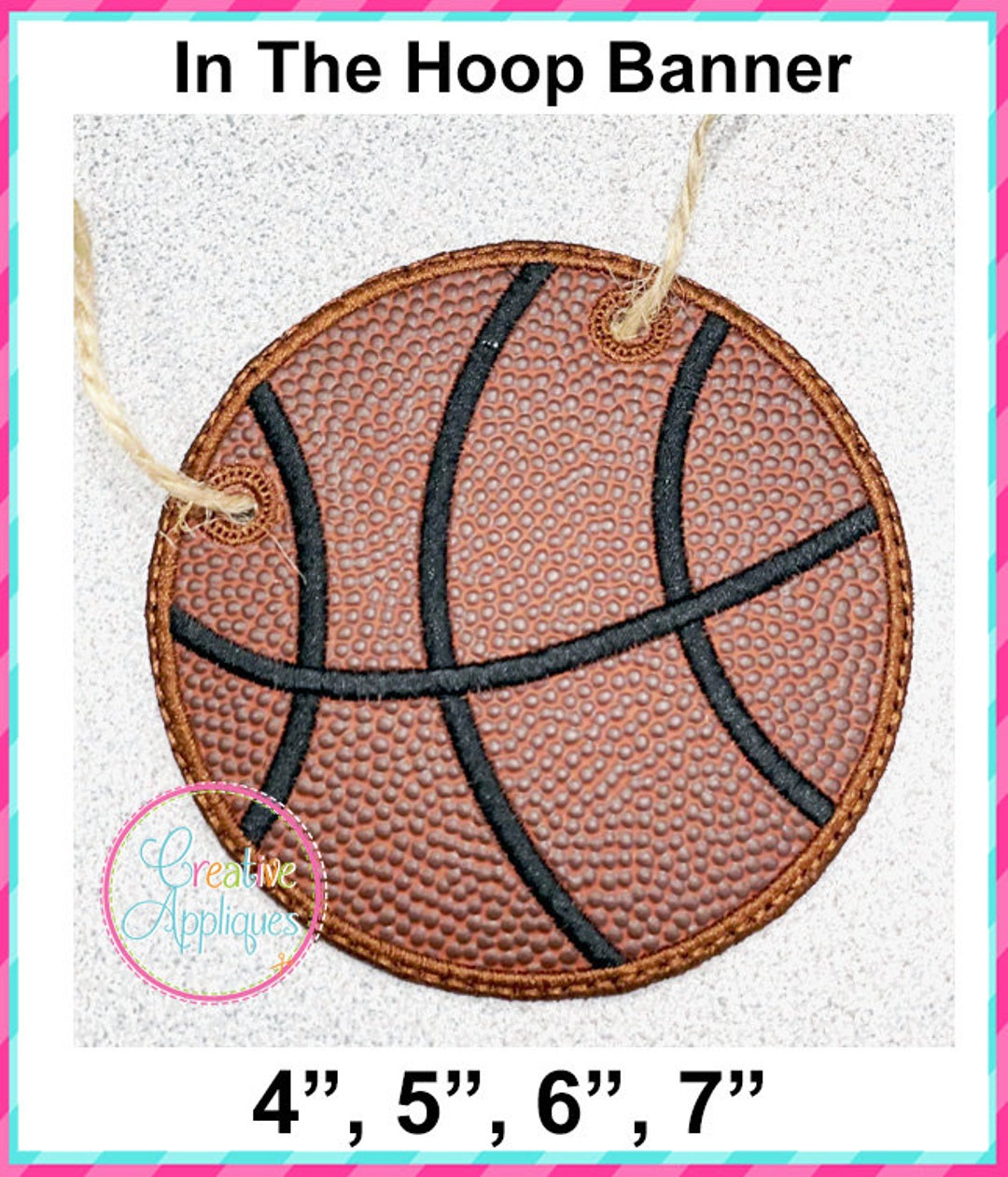 Basketball Banner in the Hoop Machine Embroidery Design 4 Size, in the ...