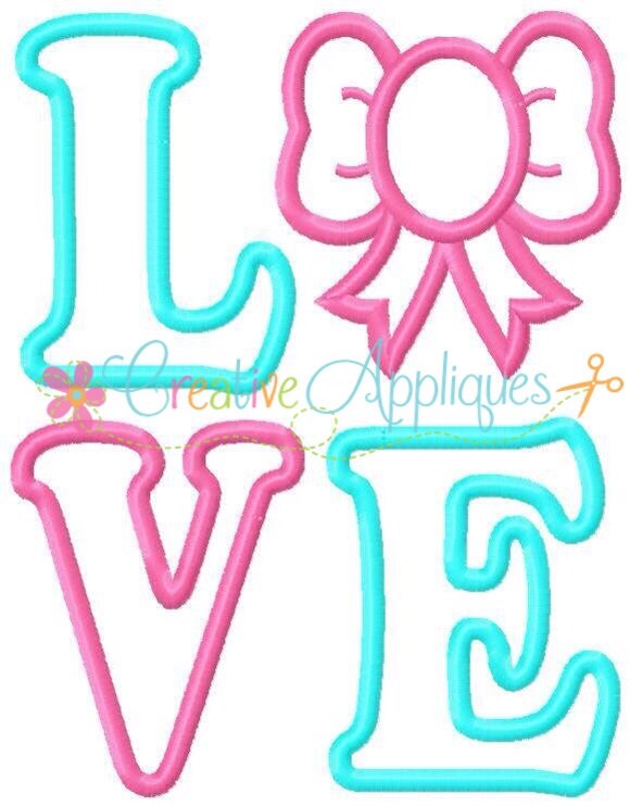Love Bow Machine Embroidery Applique Design | Etsy