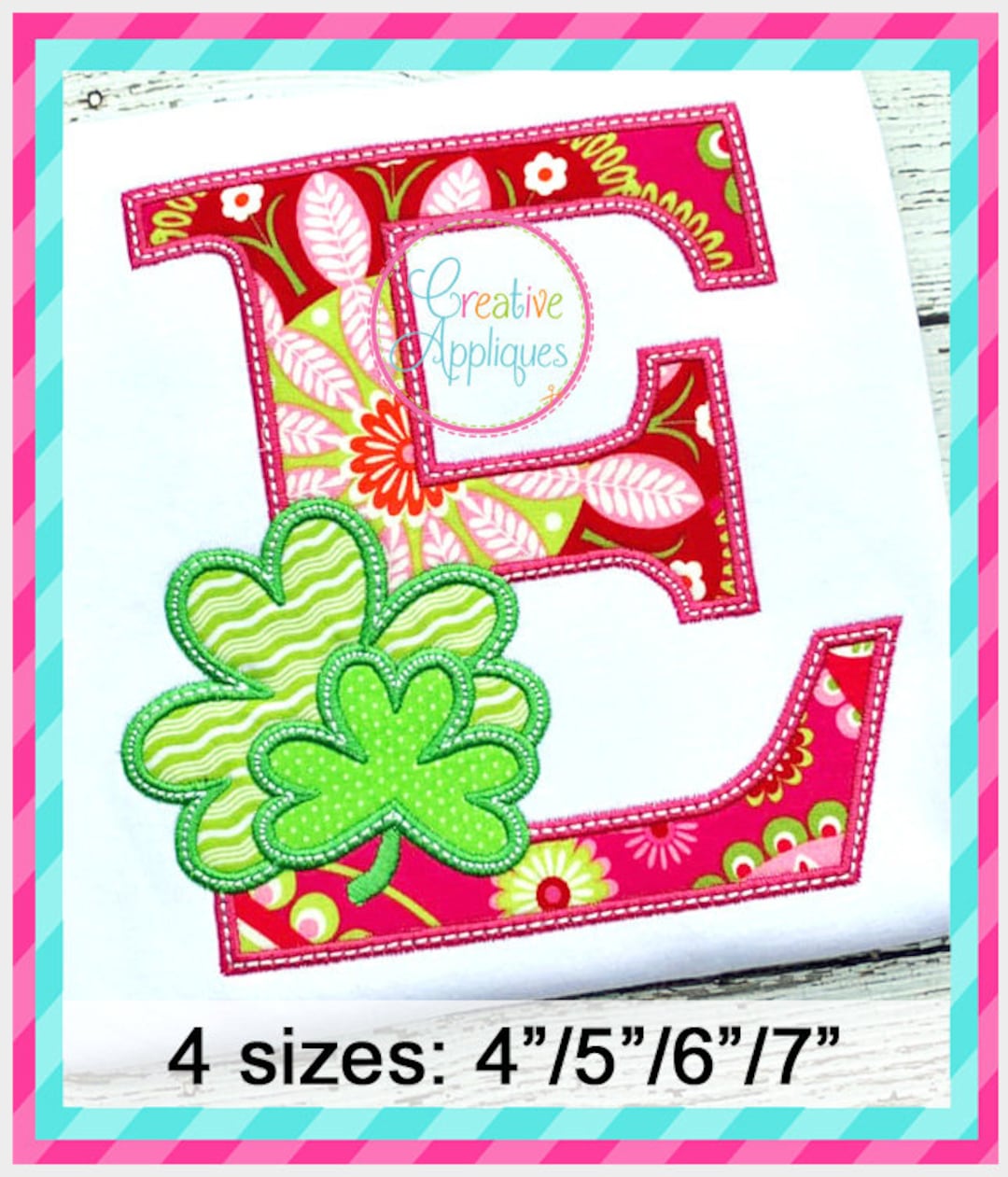 Shamrock Clover Alphabet Letter Set A-Z + Number 0-9 Applique Machine ...