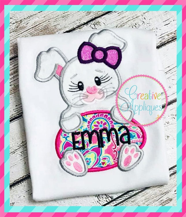 Bunny Rabbit Easter Digital Machine Embroidery Applique Design | Etsy