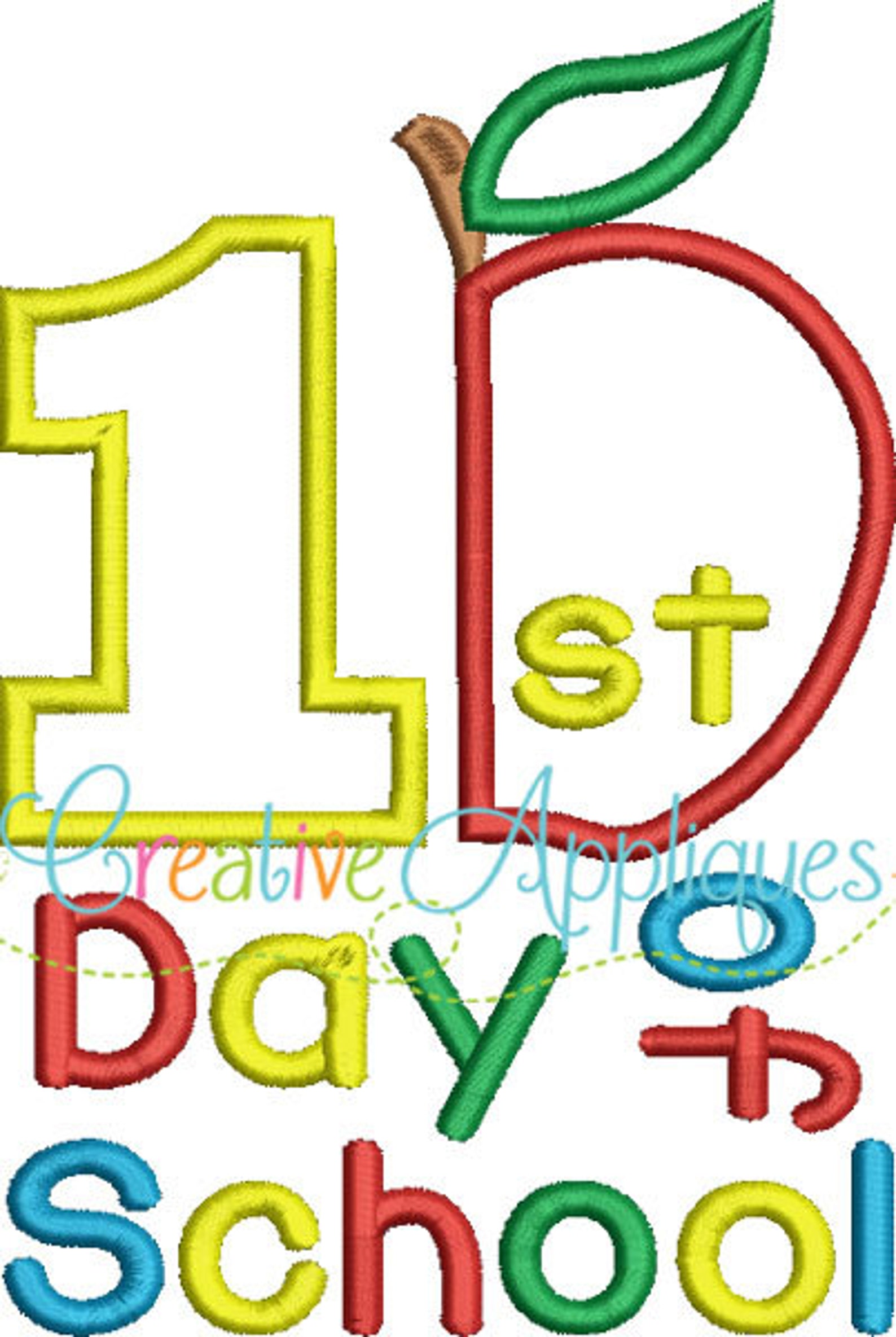 1st Day of School Digital Machine Embroidery Applique Design 4 - Etsy