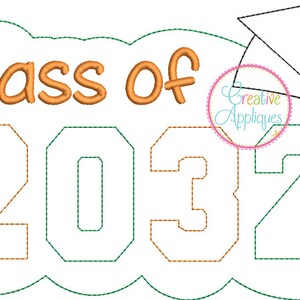 Bean Stitch Class of 2032 Graduation Digital Machine Embroidery ...