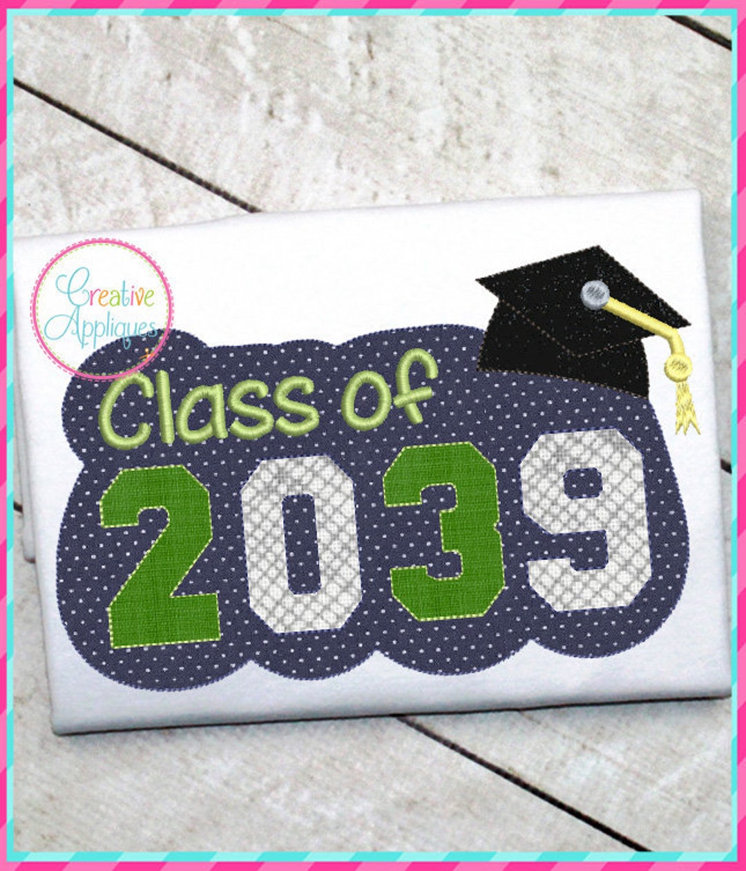 Bean Stitch Class of 2039 Graduation Digital Machine Embroidery ...