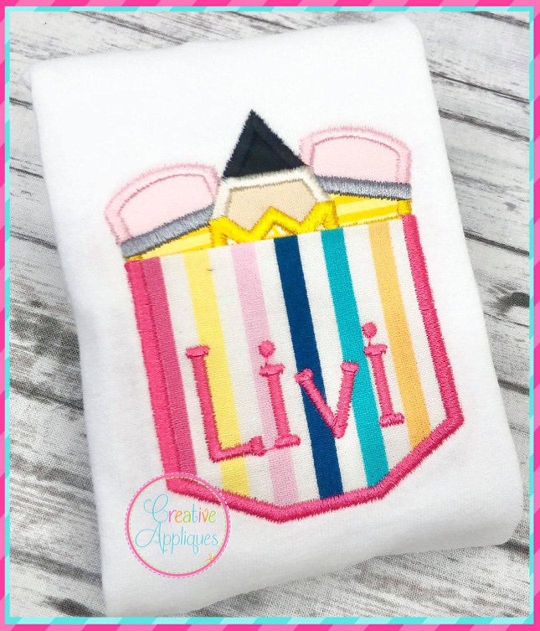 Pencil Pocket Applique Machine Embroidery Design 9 Sizes, in the Hoop ...
