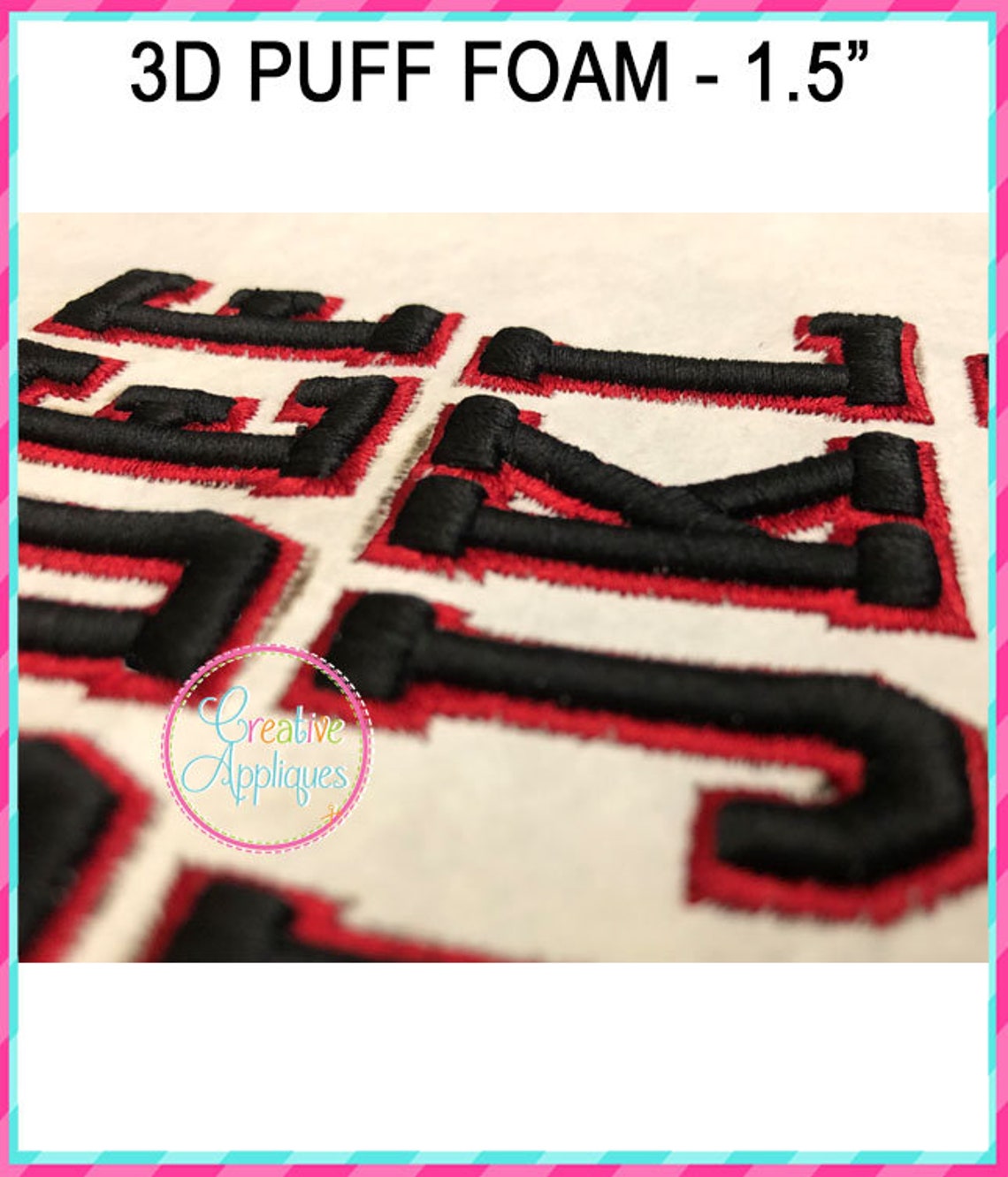 3D Puff Foam Varsity 2 Color Embroidery Font Machine - Etsy