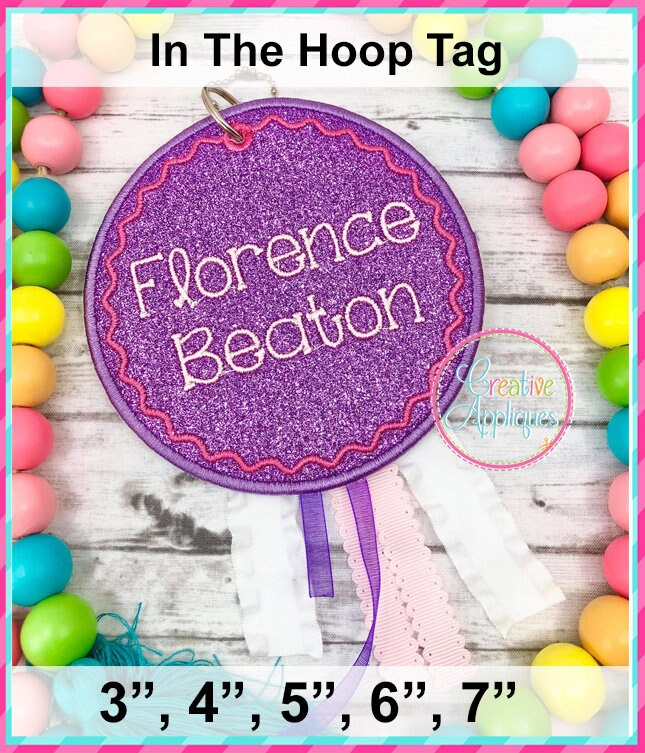 Circle Tag in the Hoop Applique Embroidery Design 5 Sizes, Bag Tag, in ...