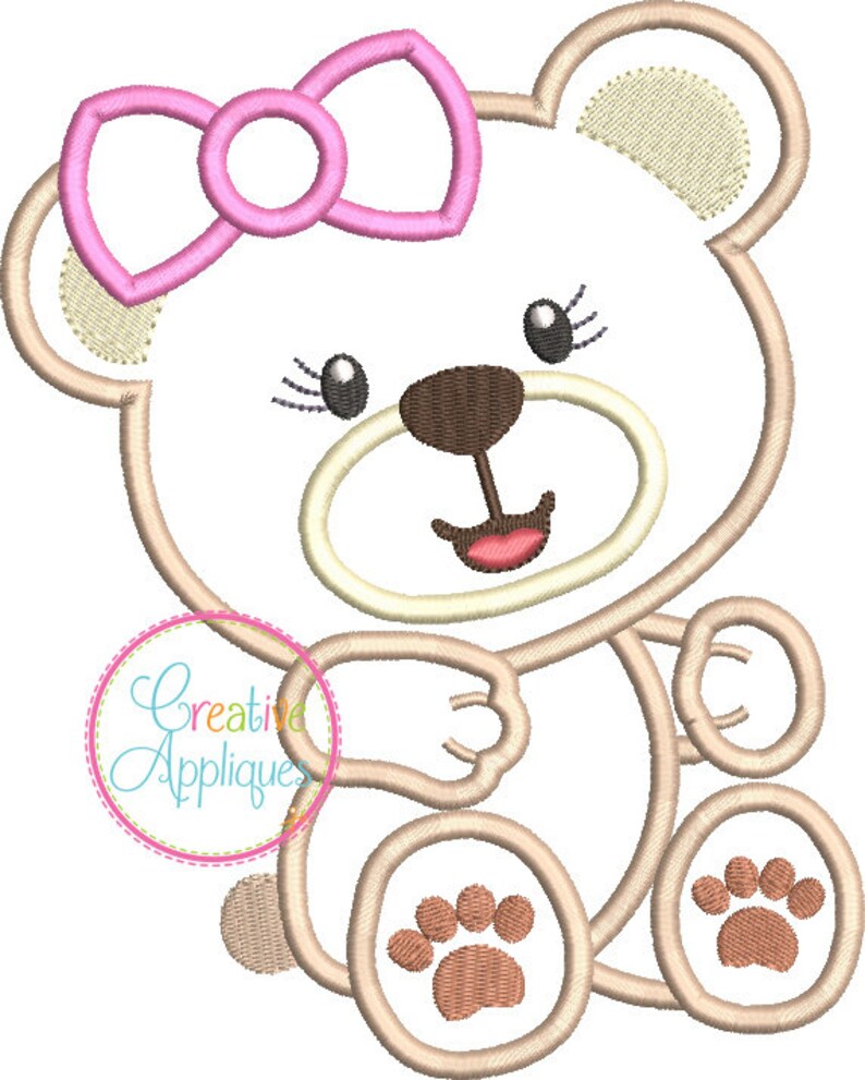 Teddy Bear Digital Machine Embroidery Applique Design 4 SIZES | Etsy