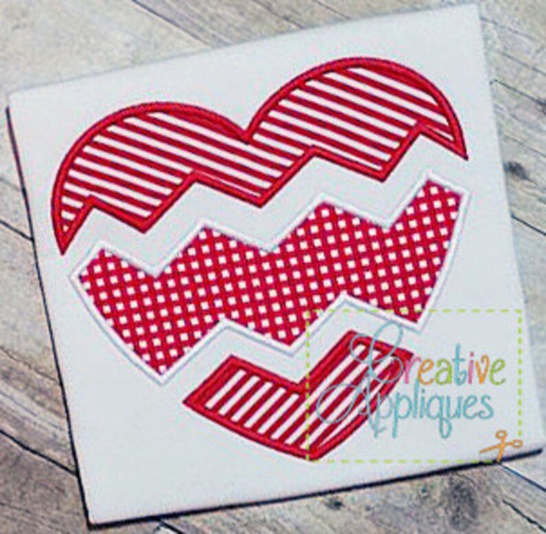 Chevron Heart Valentine Digital Machine Embroidery Applique - Etsy