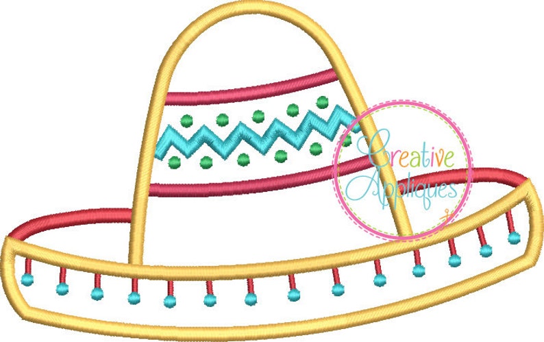 Sombrero Digital Machine Embroidery Applique Design 5 SIZES, Sombrero ...