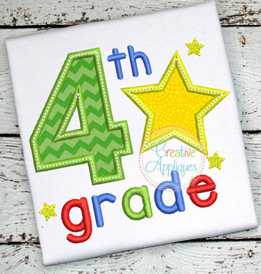 4th Fourth Grade Star Digital Machine Embroidery Applique Design 4 ...