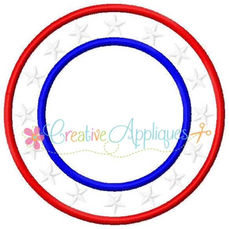 Patriotic Circle Monogram Frame Patch Digital Machine - Etsy