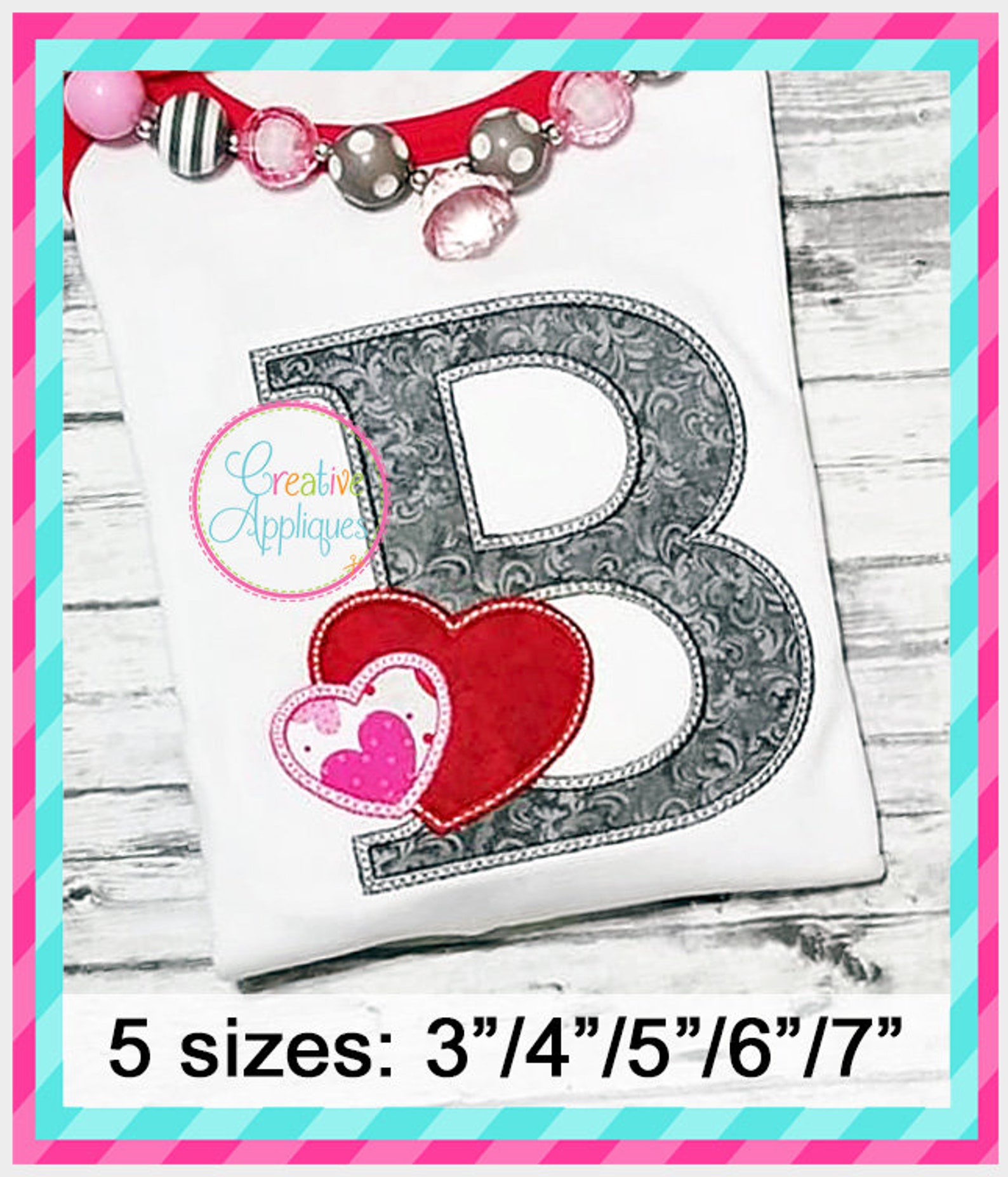 Applique Alphabet With Hearts Letter Set A-Z Numbers Machine | Etsy