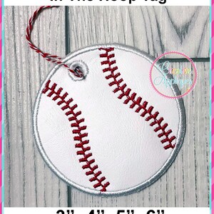 Baseball Tag in the Hoop Embroidery Design 4 Sizes, Bag Tag, in the ...