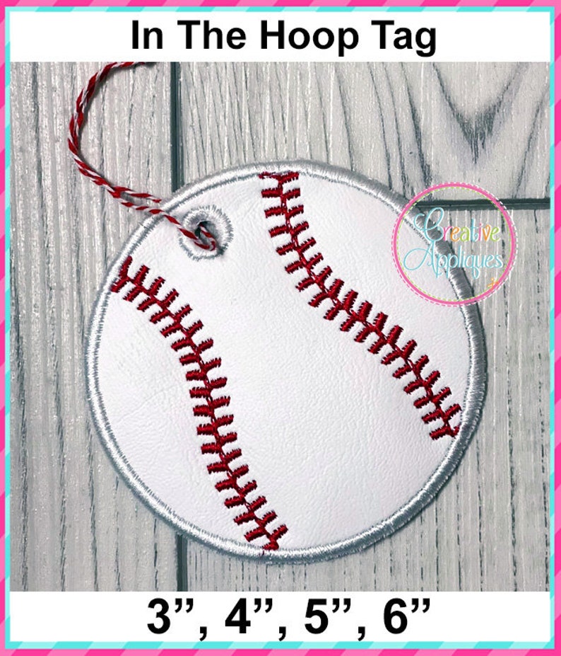 Baseball Tag in the Hoop Embroidery Design 4 Sizes Bag Tag - Etsy