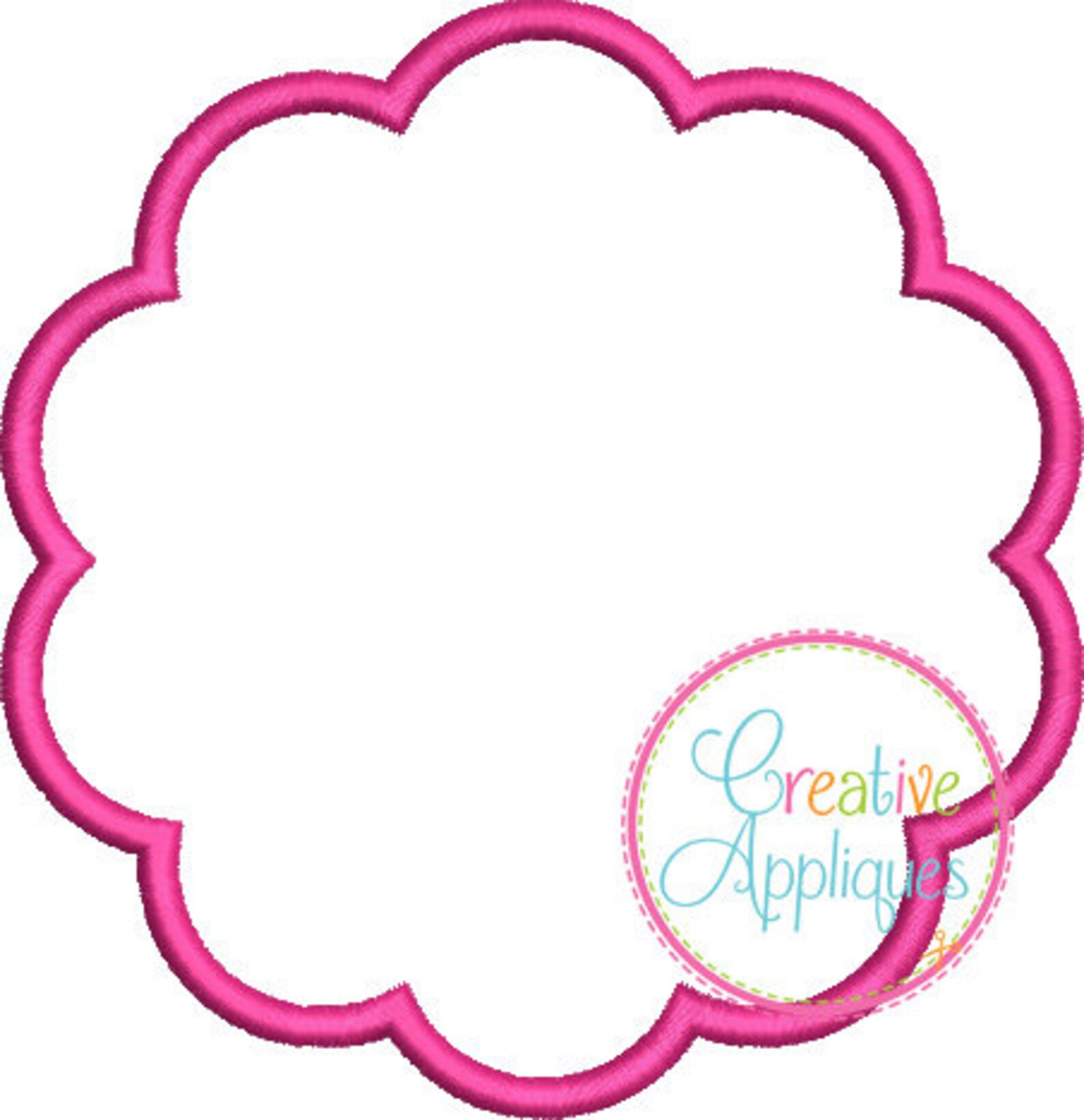 Scallop Monogram Frame Machine Embroidery Applique Design 6 | Etsy