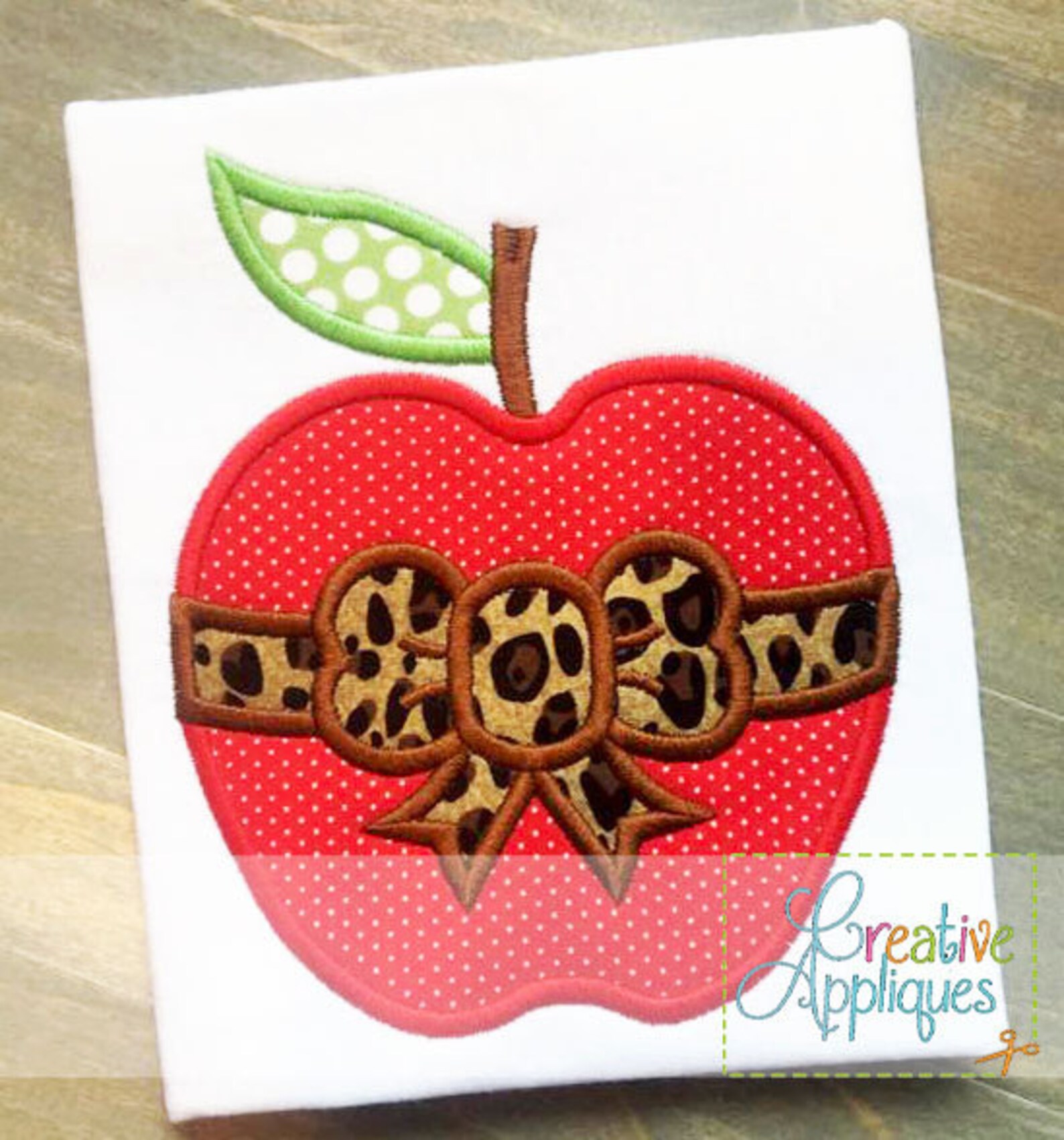 Apple Bow Digital Machine Embroidery Applique Design 4 Sizes - Etsy