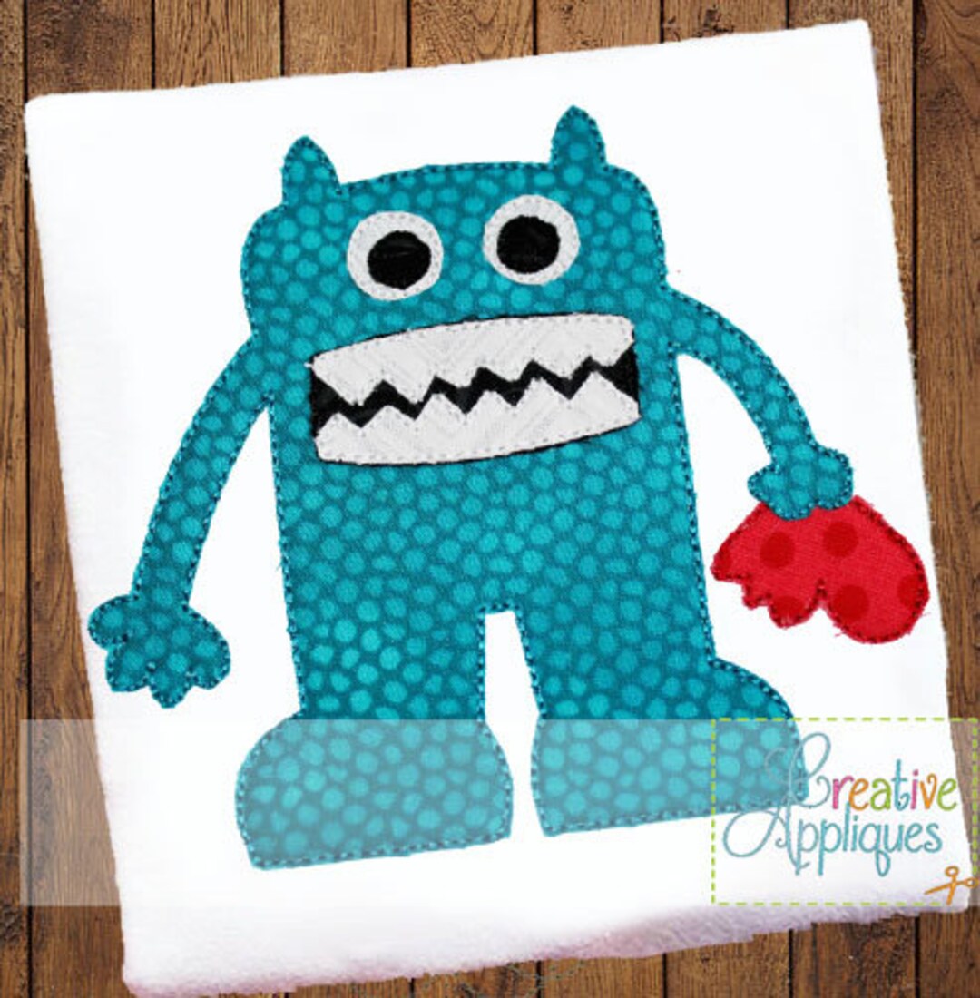 Bean Stitch Raggy Shabby Frayed Valentine Heart Love Monster Digital ...