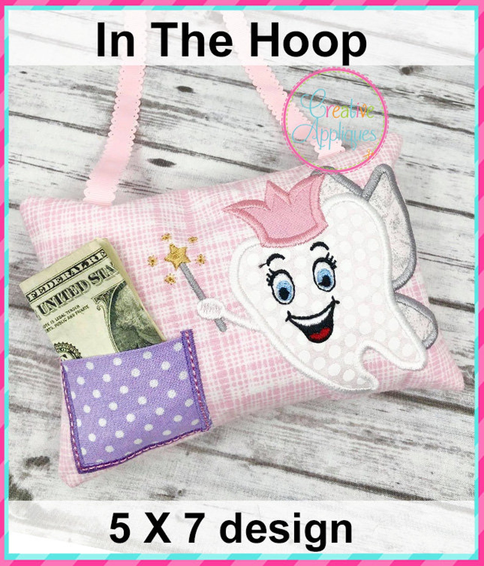 Boy Girl Tooth Fairy Pillow in the Hoop Set Machine Embroidery Design ...